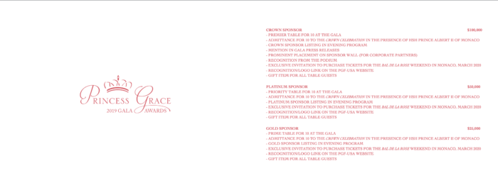 2019 Princess Grace Awards Gala Tickets & Sponsorships - Princess Grace ...